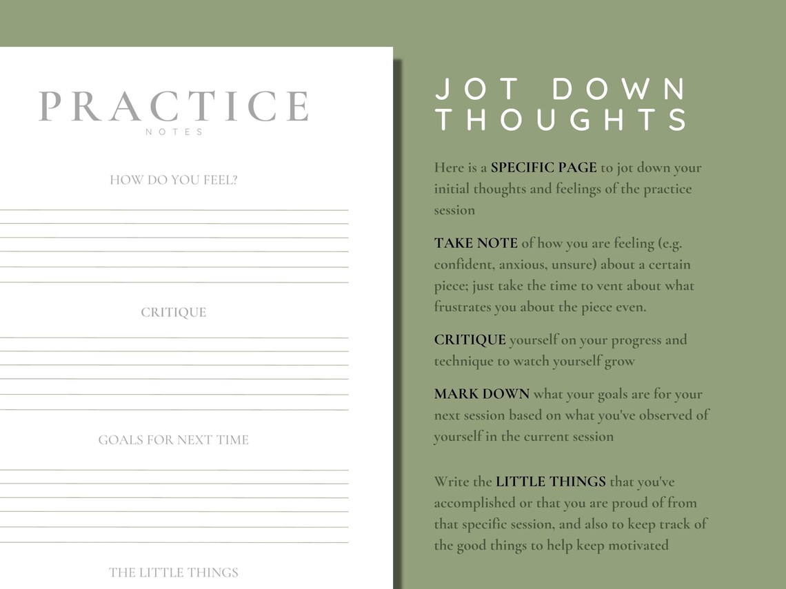 Music Practice Log Sheet, Practice Tracker, Musician Journal, Practice ...