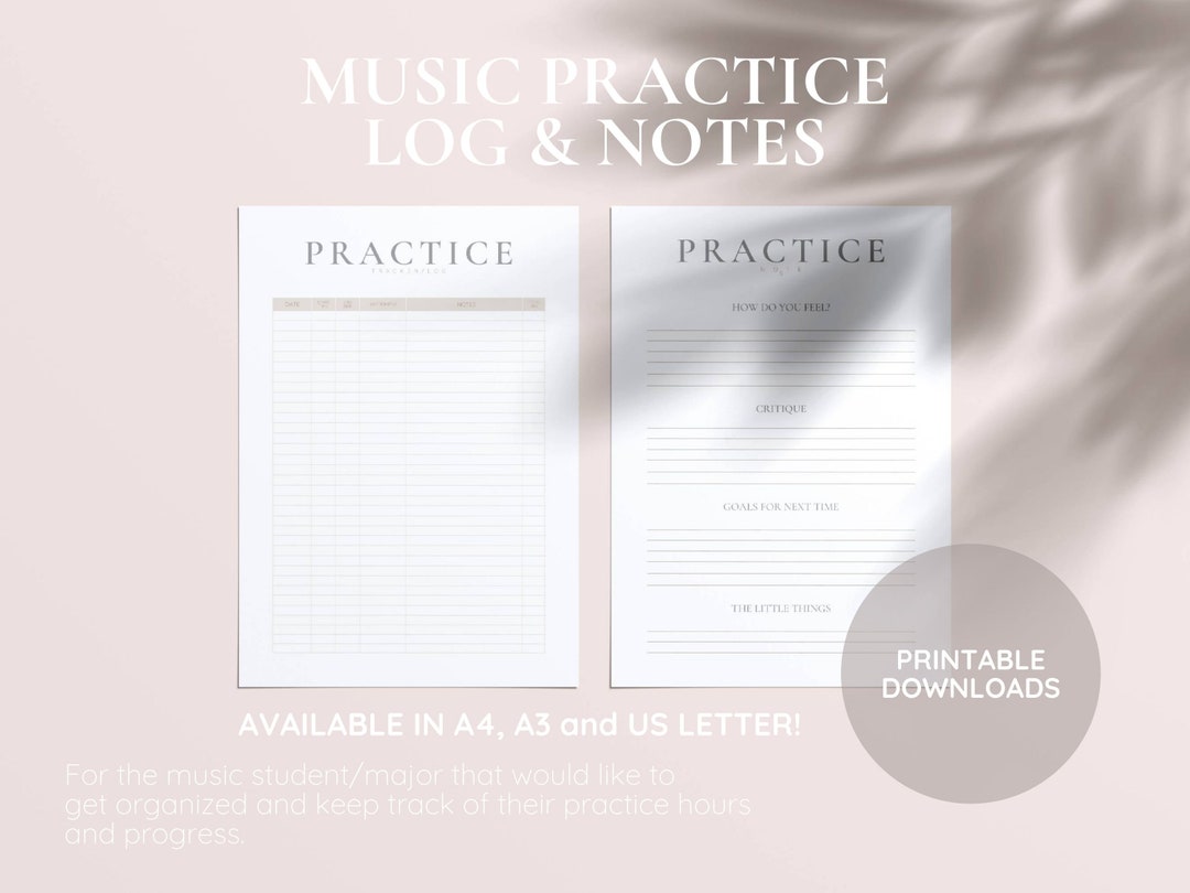 Music Practice Log Sheet, Practice Tracker, Musician Journal, Practice ...