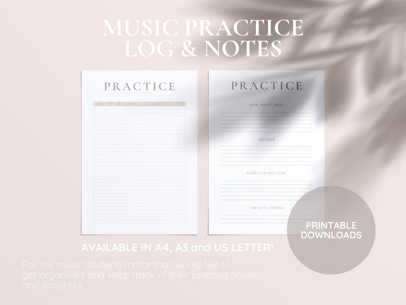 Music Practice Log Sheet Practice Tracker Musician Journal - Etsy
