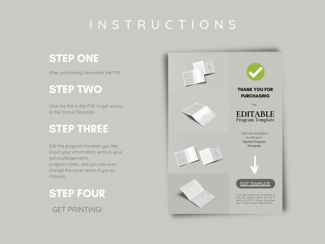 US Letter | Recital Program Template Simple Design | Piano, Editable ...