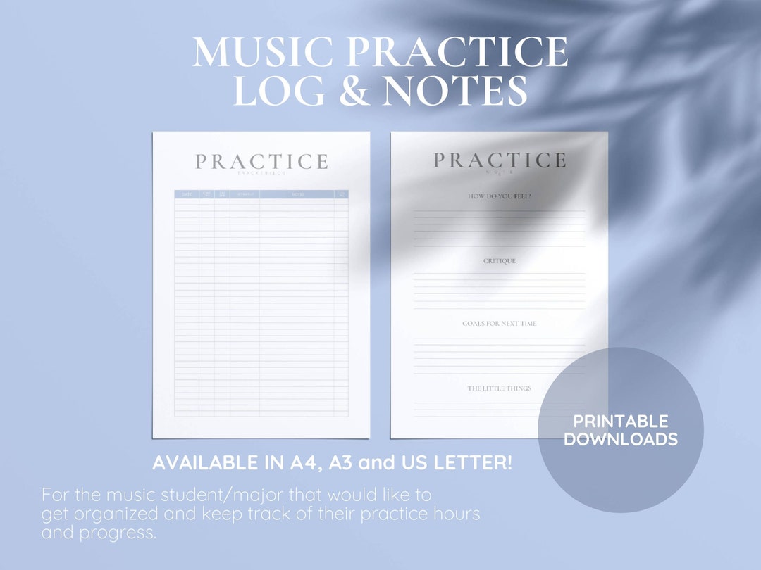 Music Practice Log Sheet, Practice Tracker, Musician Journal, Practice ...