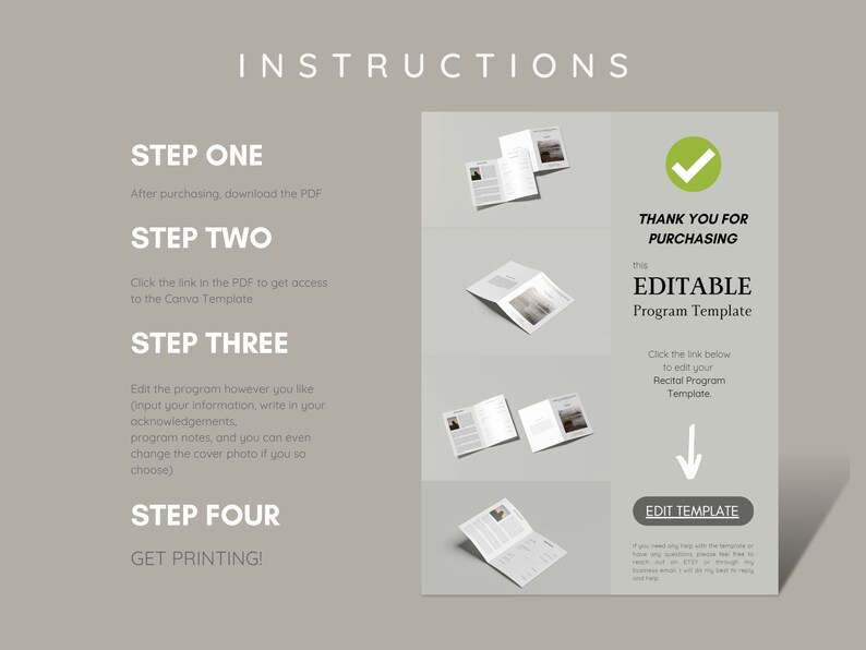 Solo Recital Program Template, Canva Design, Editable Printable Program ...
