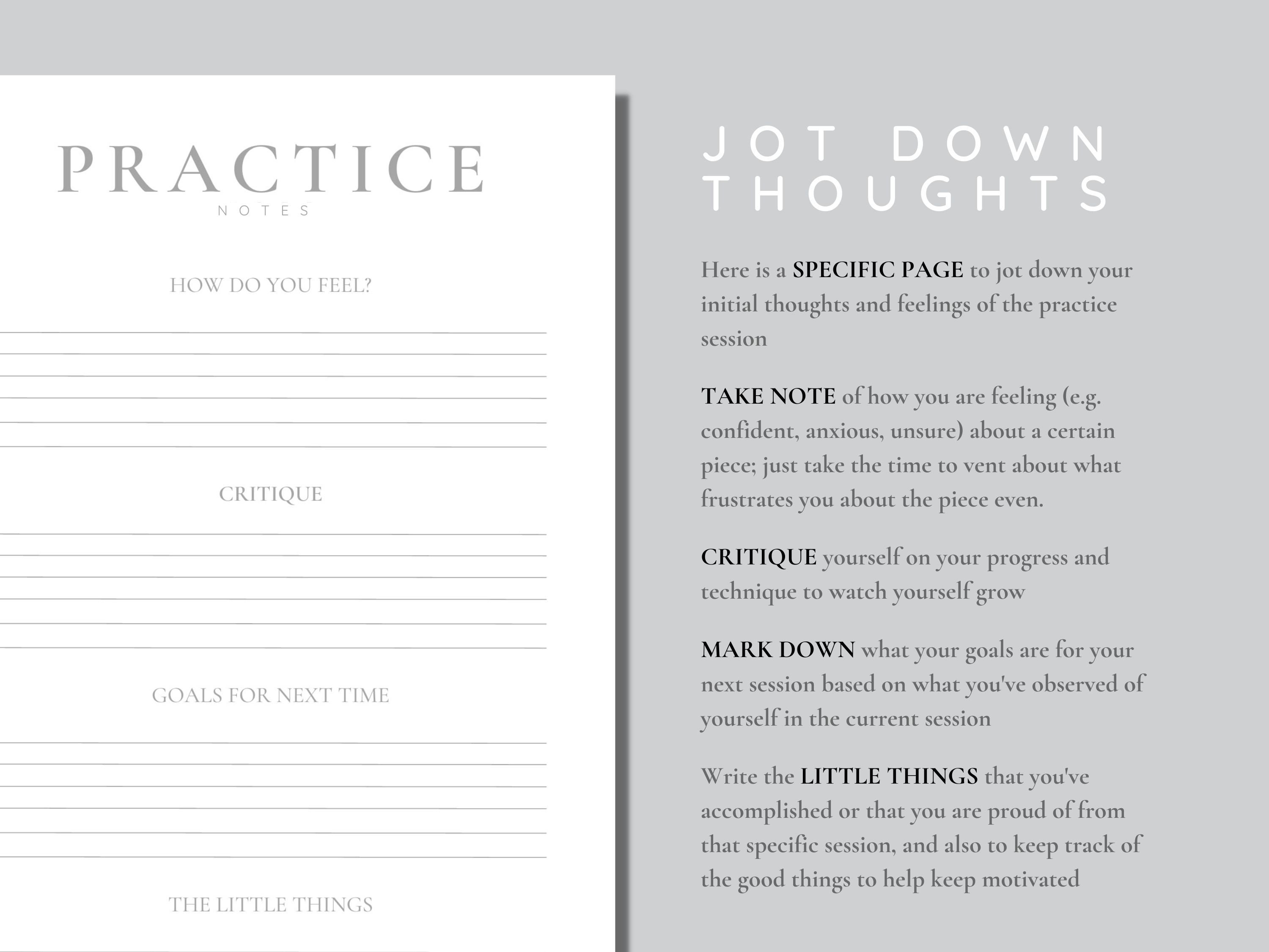 Music Practice Log Sheet, Practice Tracker, Musician Journal, Practice ...