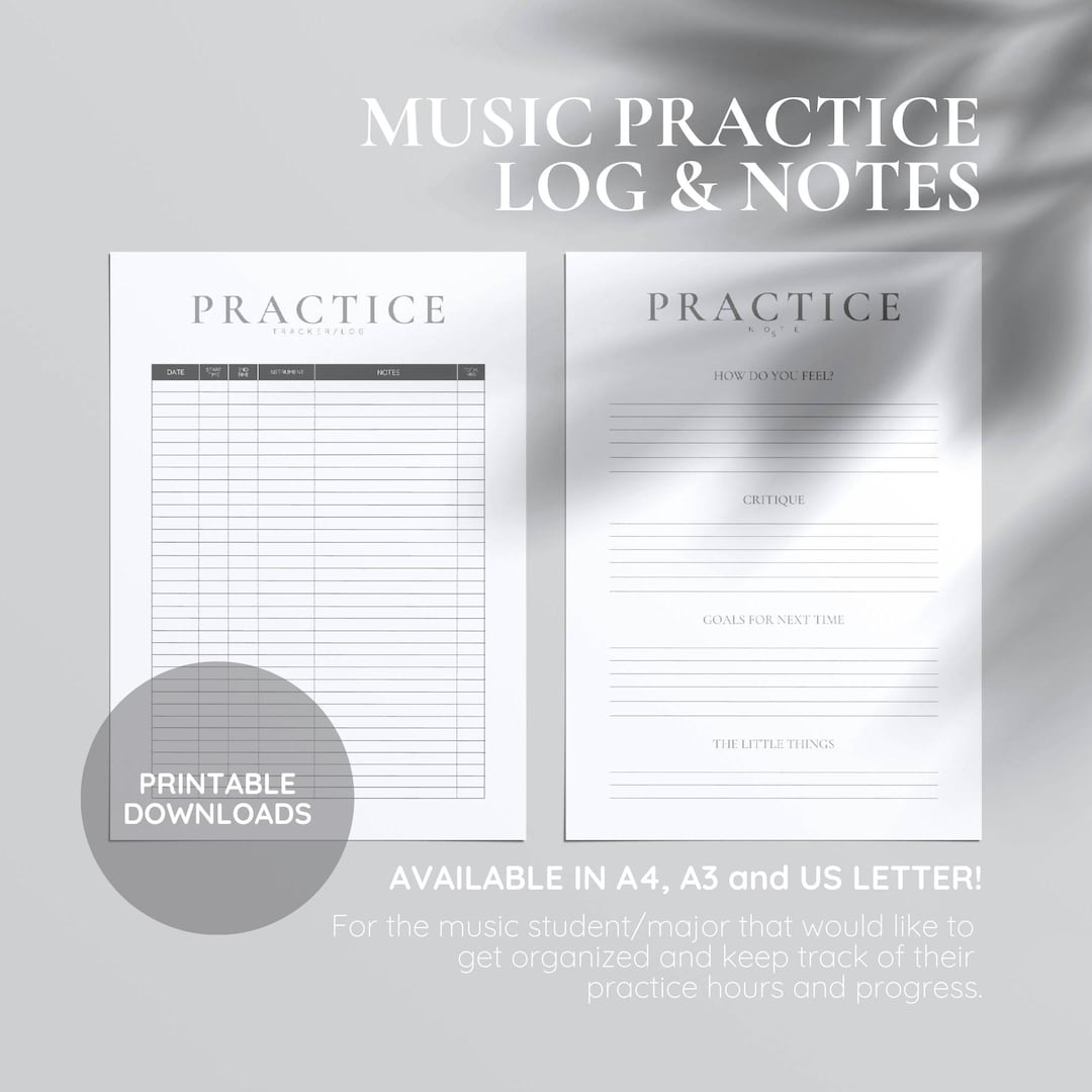 Music Practice Log Sheet, Practice Tracker, Musician Journal, Practice ...
