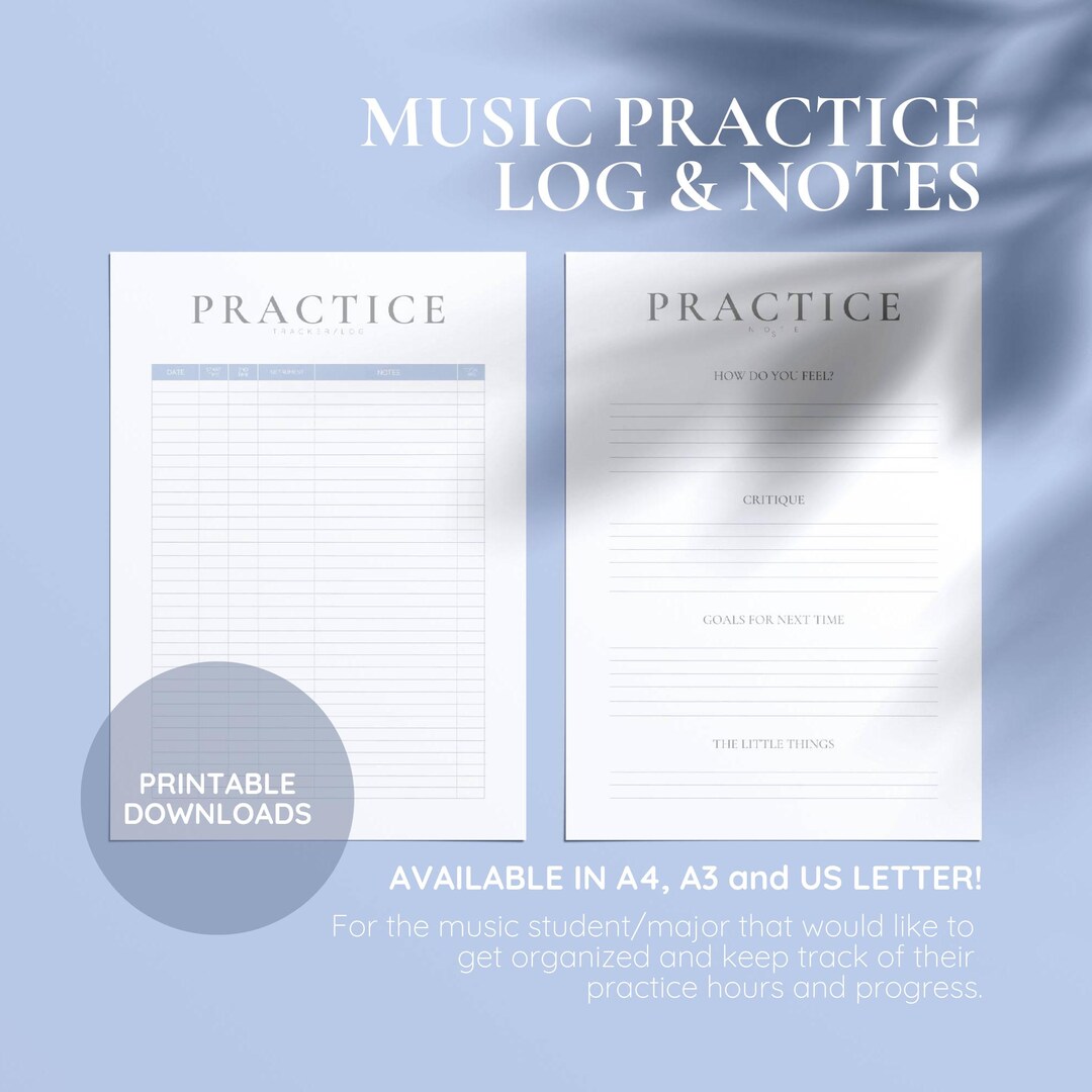 Music Practice Log Sheet, Practice Tracker, Musician Journal, Practice ...