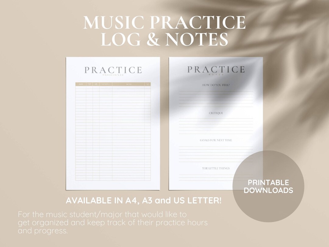 Music Practice Log Sheet, Practice Tracker, Musician Journal, Practice ...