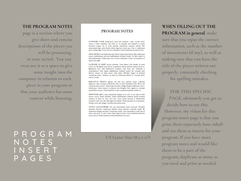 Solo Recital Program Template, Canva Design, Editable Printable Program ...