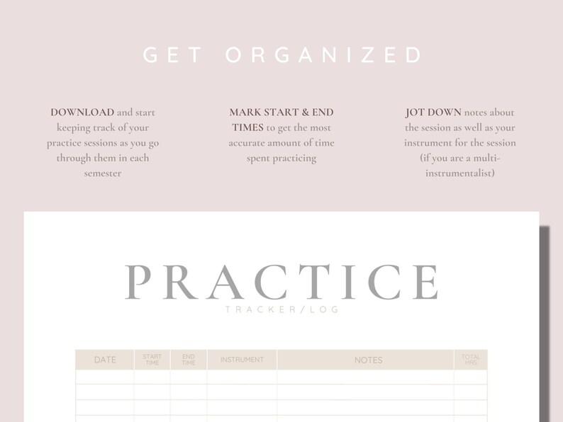 Music Practice Log Sheet Practice Tracker Musician Journal - Etsy