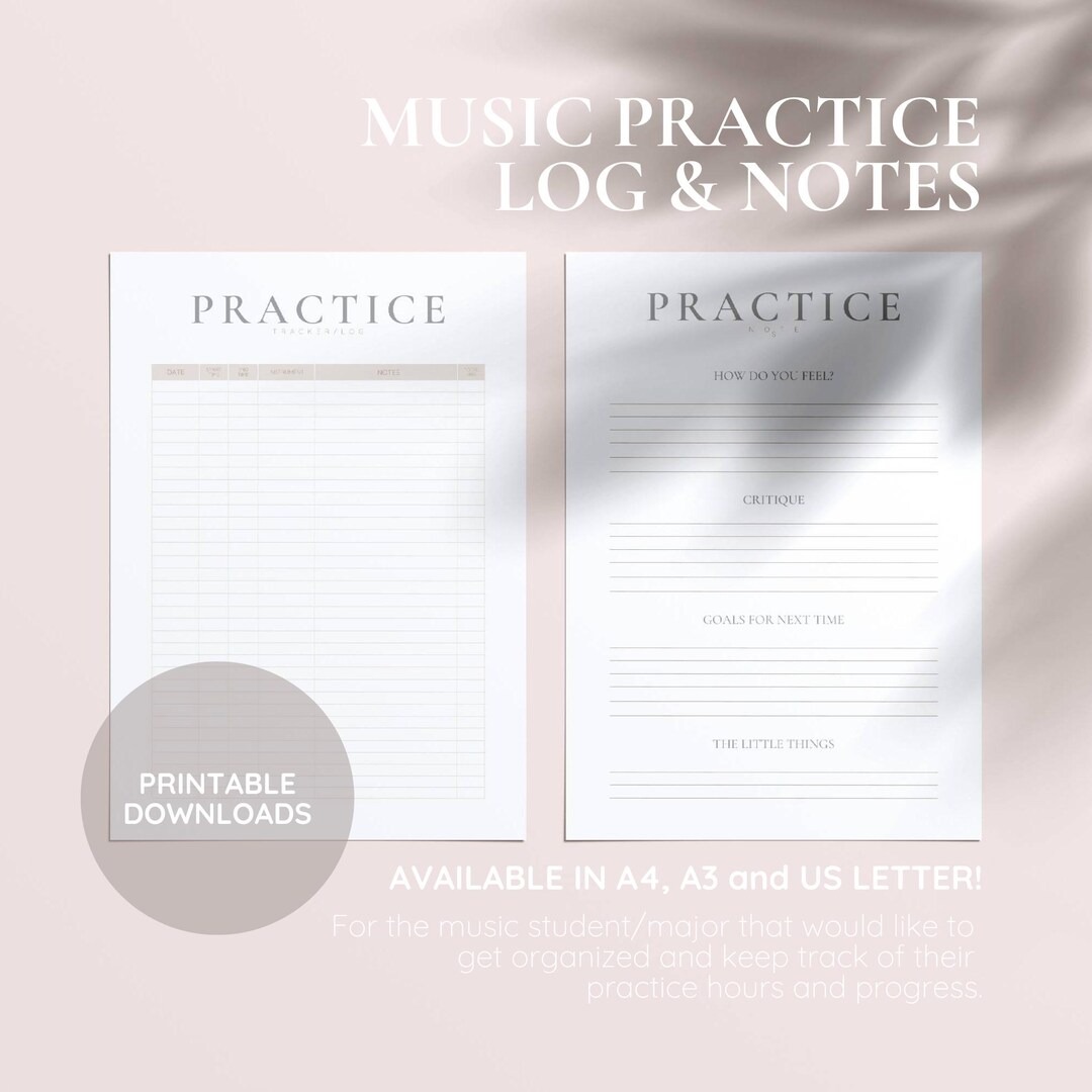 Music Practice Log Sheet, Practice Tracker, Musician Journal, Practice ...