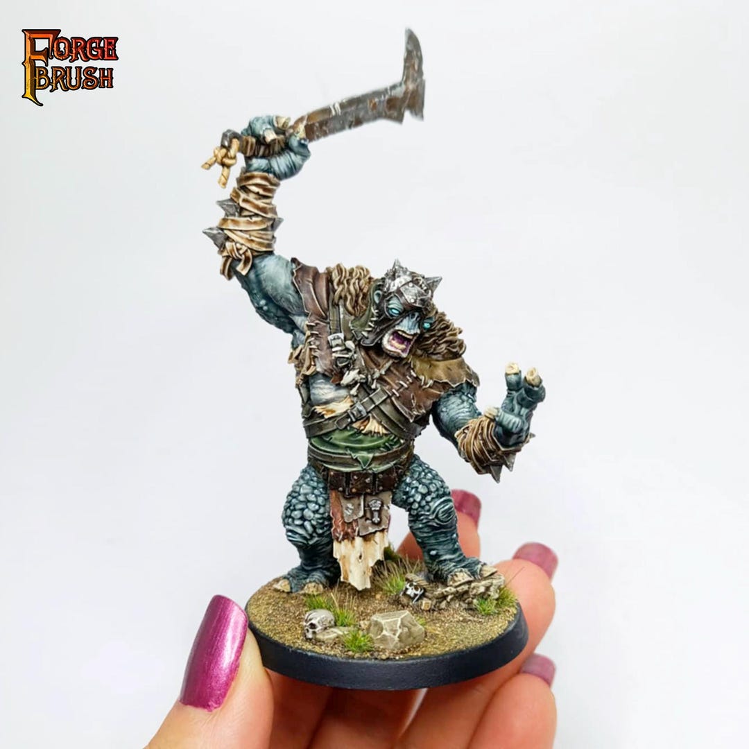PAINTED Buhrdur Hill Troll Chieftain, Troll Angmar Middle Earth. MESBG ...