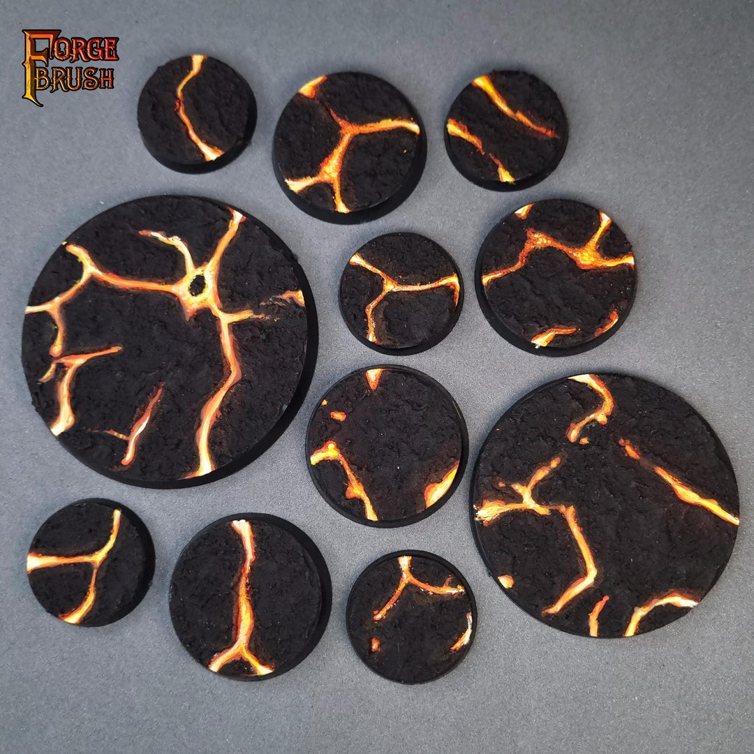 PAINTED Lava Bases. BATTLE READY, Burn Terrain. Snowy Rock. Wargaming ...