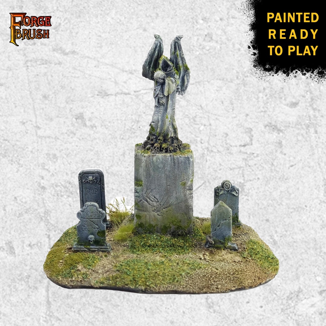 Graveyard, Cemetery, Skull Bones, Tomb. Painted Terrain Miniatures, Wargaming Scenery. Dnd ...