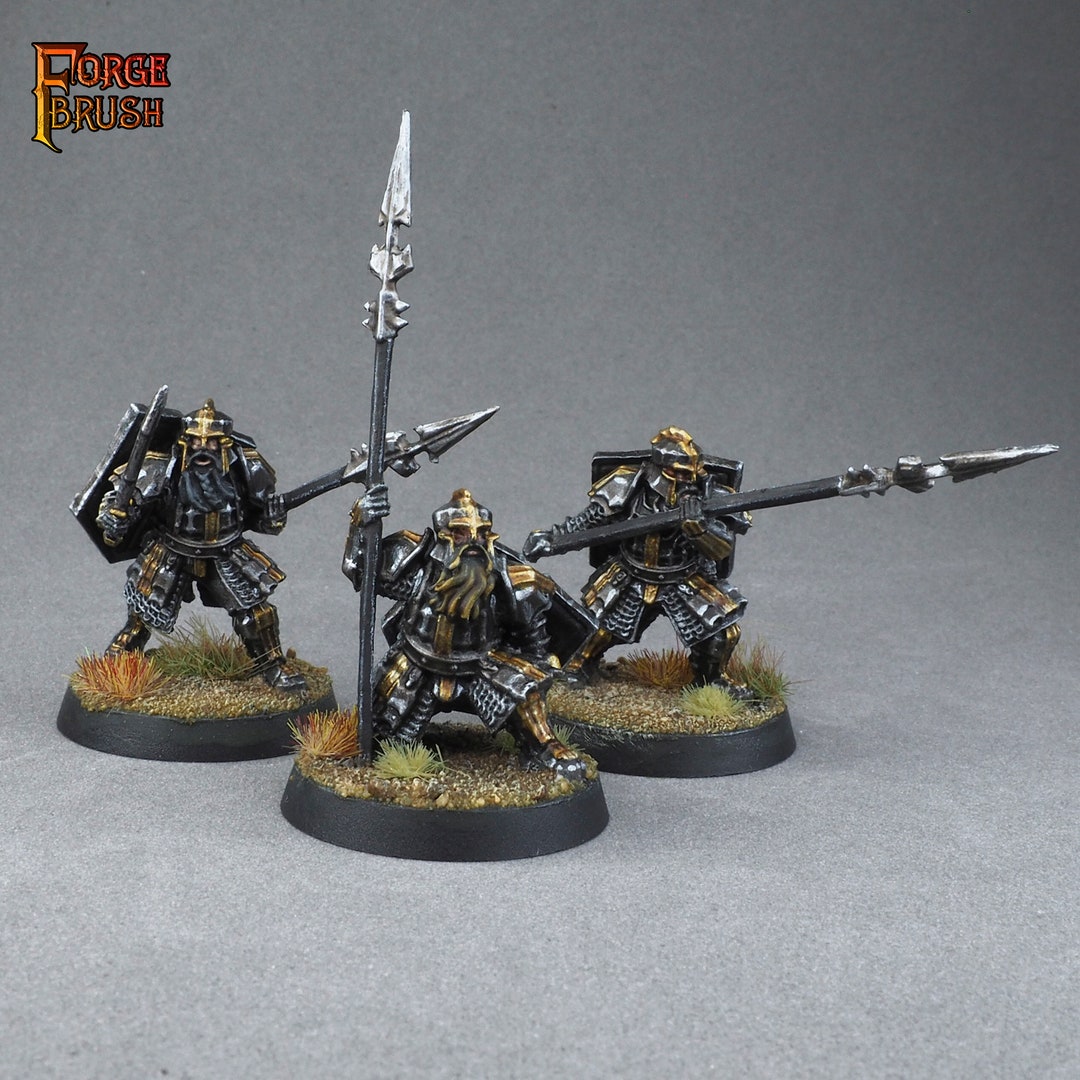 Iron Hills Dwarves With Spears Painted Miniatures MESBG and LOTR the ...