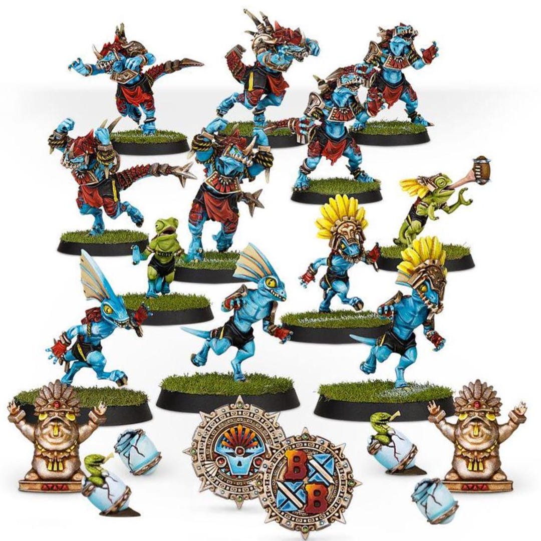 PAINTED Lizardmen Blood Bowl Team – Gwaka'moli Crater Gators. Premium ...
