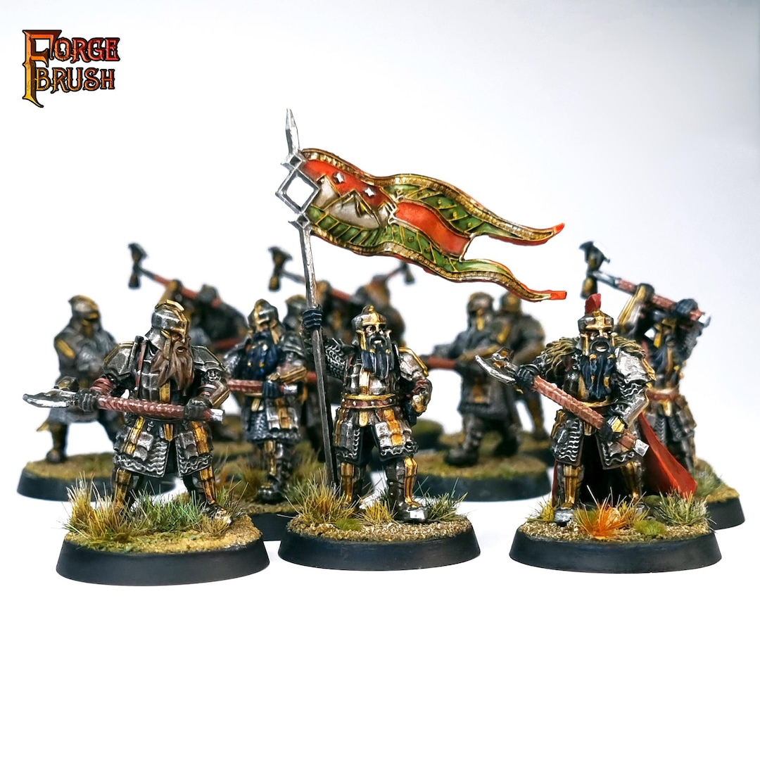 Painted Iron Hills Dwarf Warriors With Mattocks Warband. Painted MESBG ...
