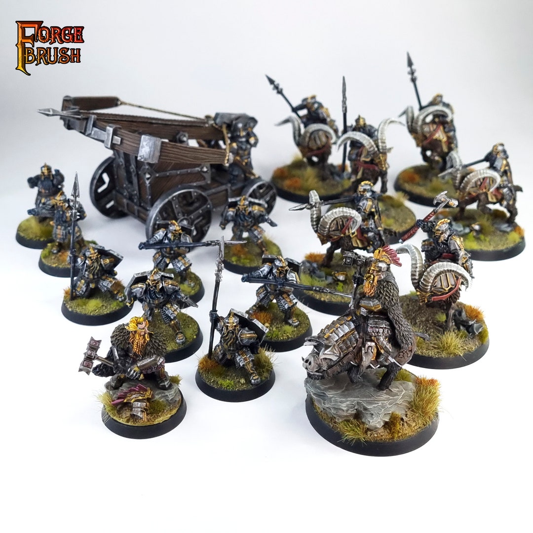 Iron Hills Army PAINTED. Dain Ironfoot, Ballista, Goat Riders, Dwarves ...