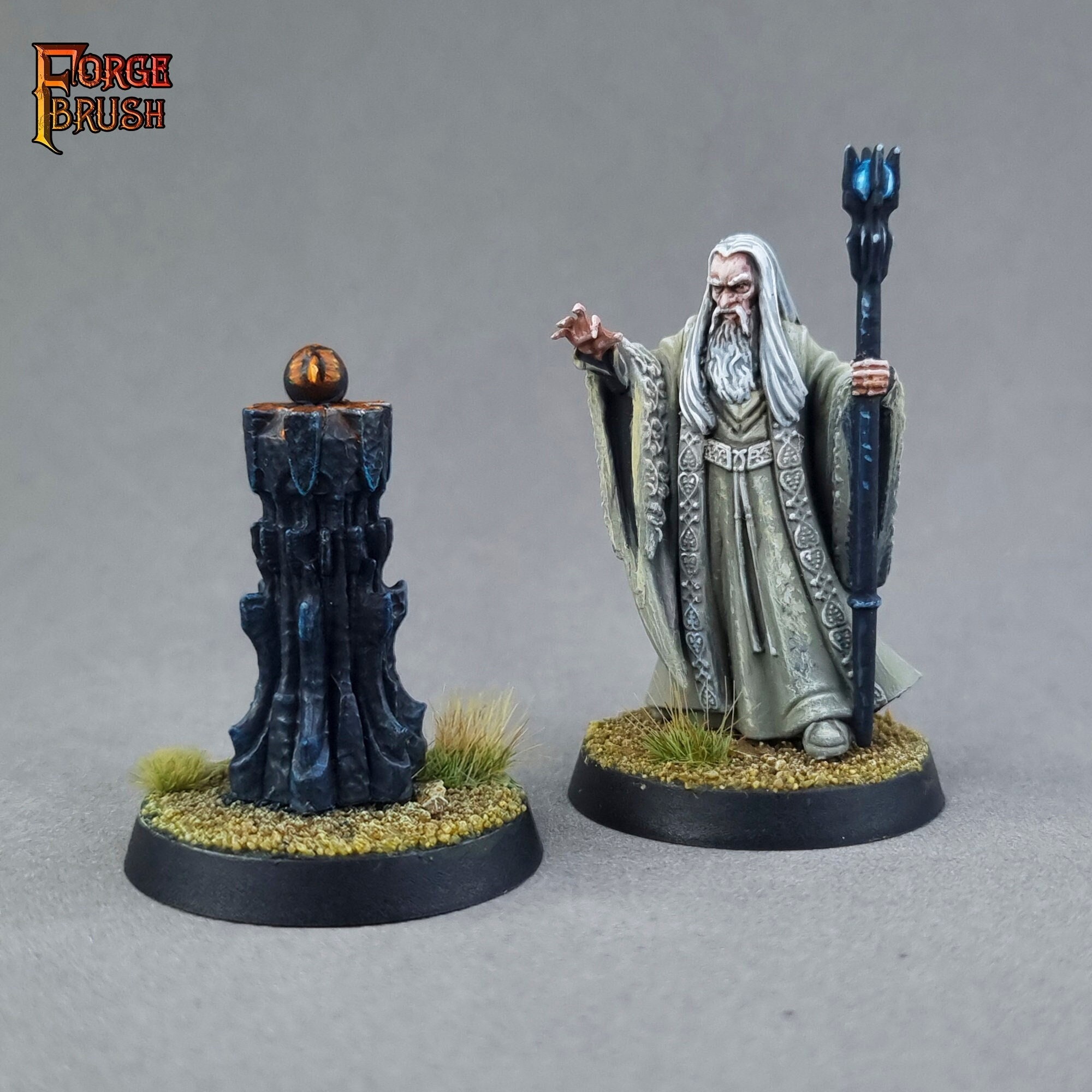 Saruman the White and Palantir. PAINTED Miniatures LOTR. Mesbg. Lord of ...