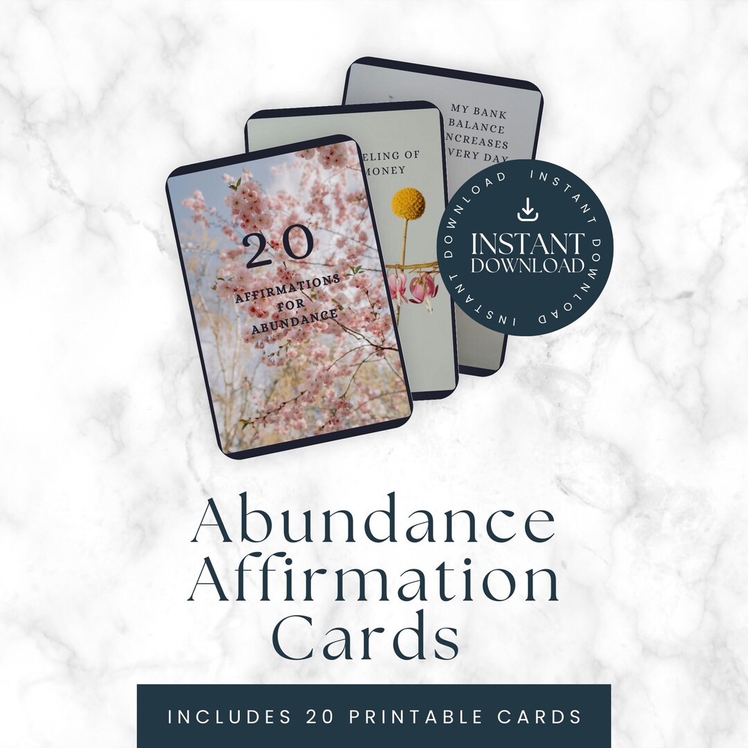 20 Abundance Affirmation Cards, Money Mindset, Growth Mindset, Personal ...