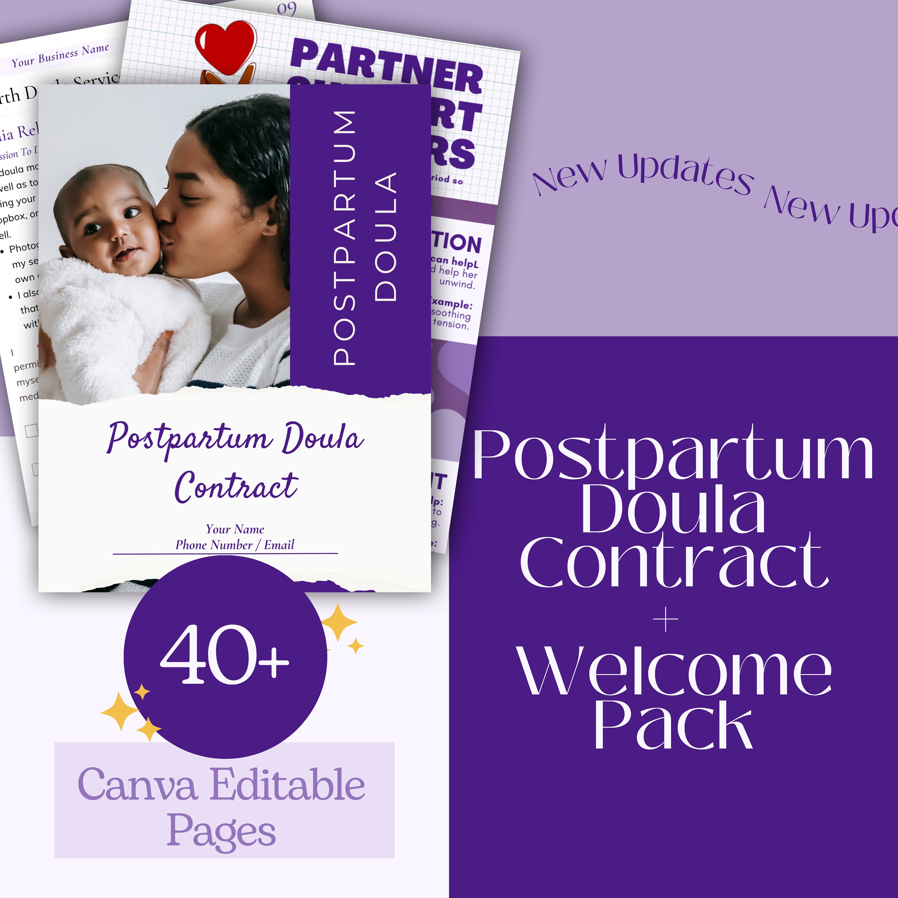 Postpartum Doula Contract & Welcome Packet | Canva (digital Download ...