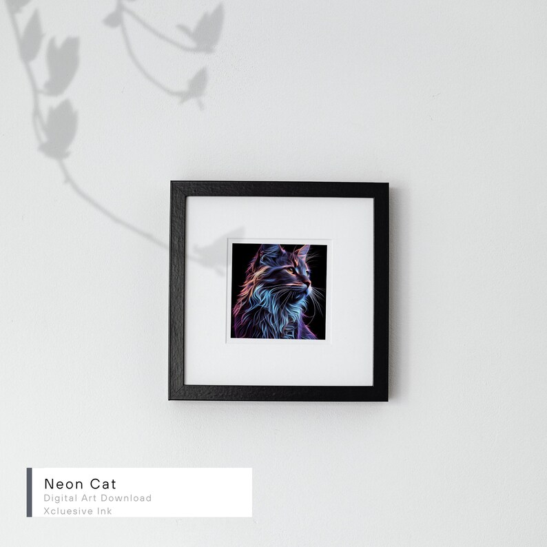 Fluorescent Feline Digital Wall Art Downloadable Art Home - Etsy