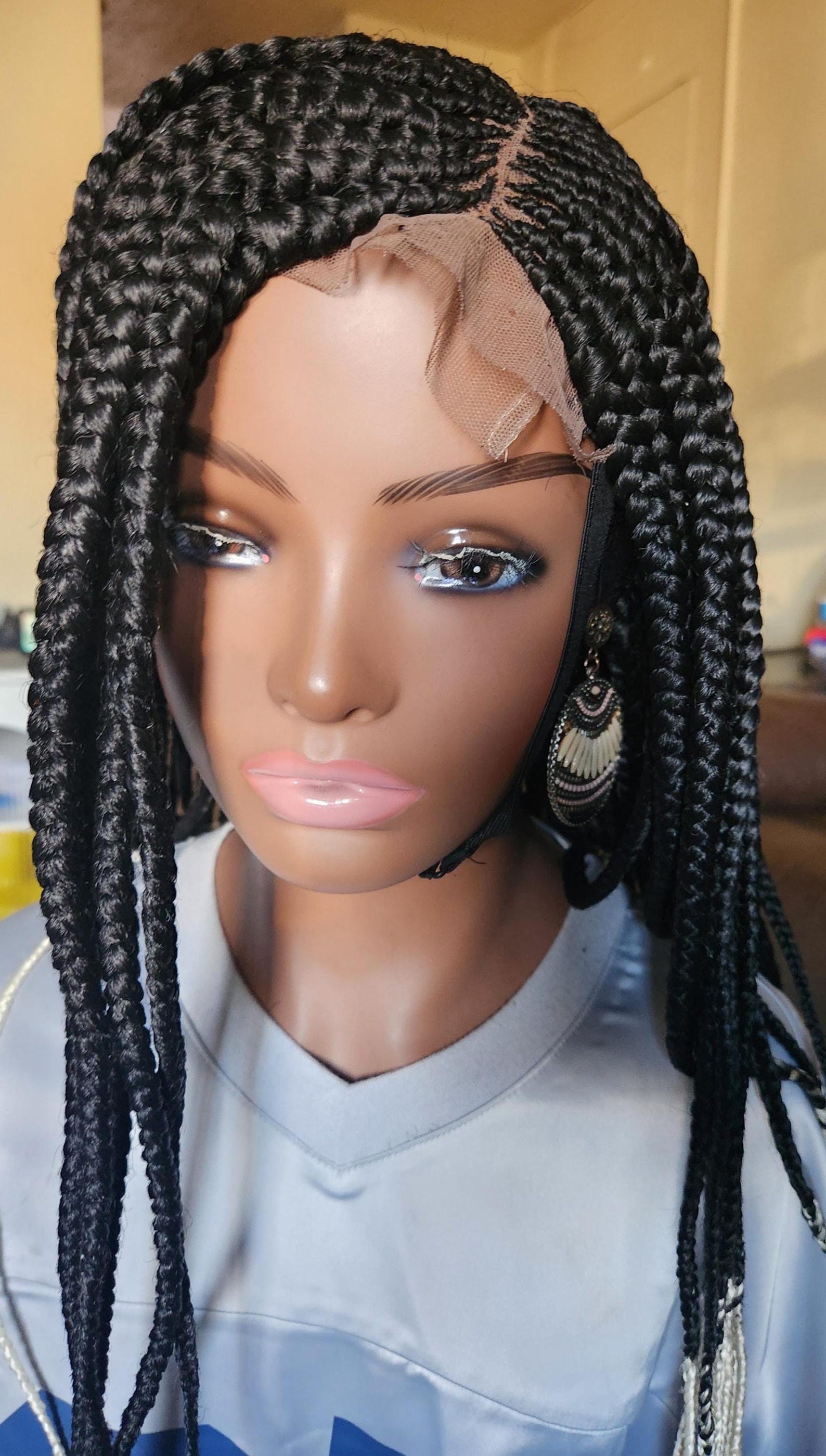 Fully Hand Braided Box Braids 4X4 Lace Cornrow Wig 1b/blond - Etsy