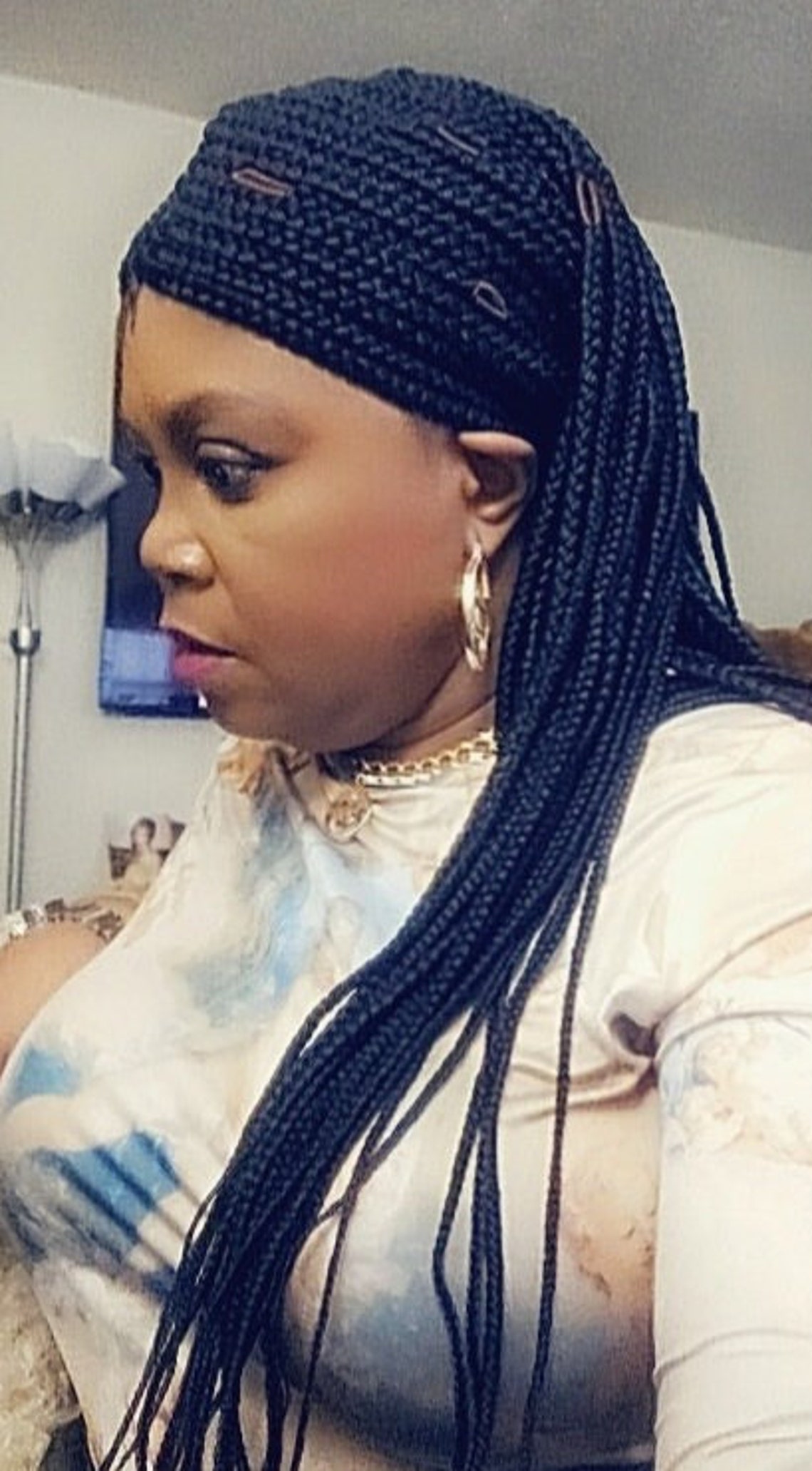 Fully Hand Braided Box Lemonade Braids Cornrow Wig 1B With Brown ...