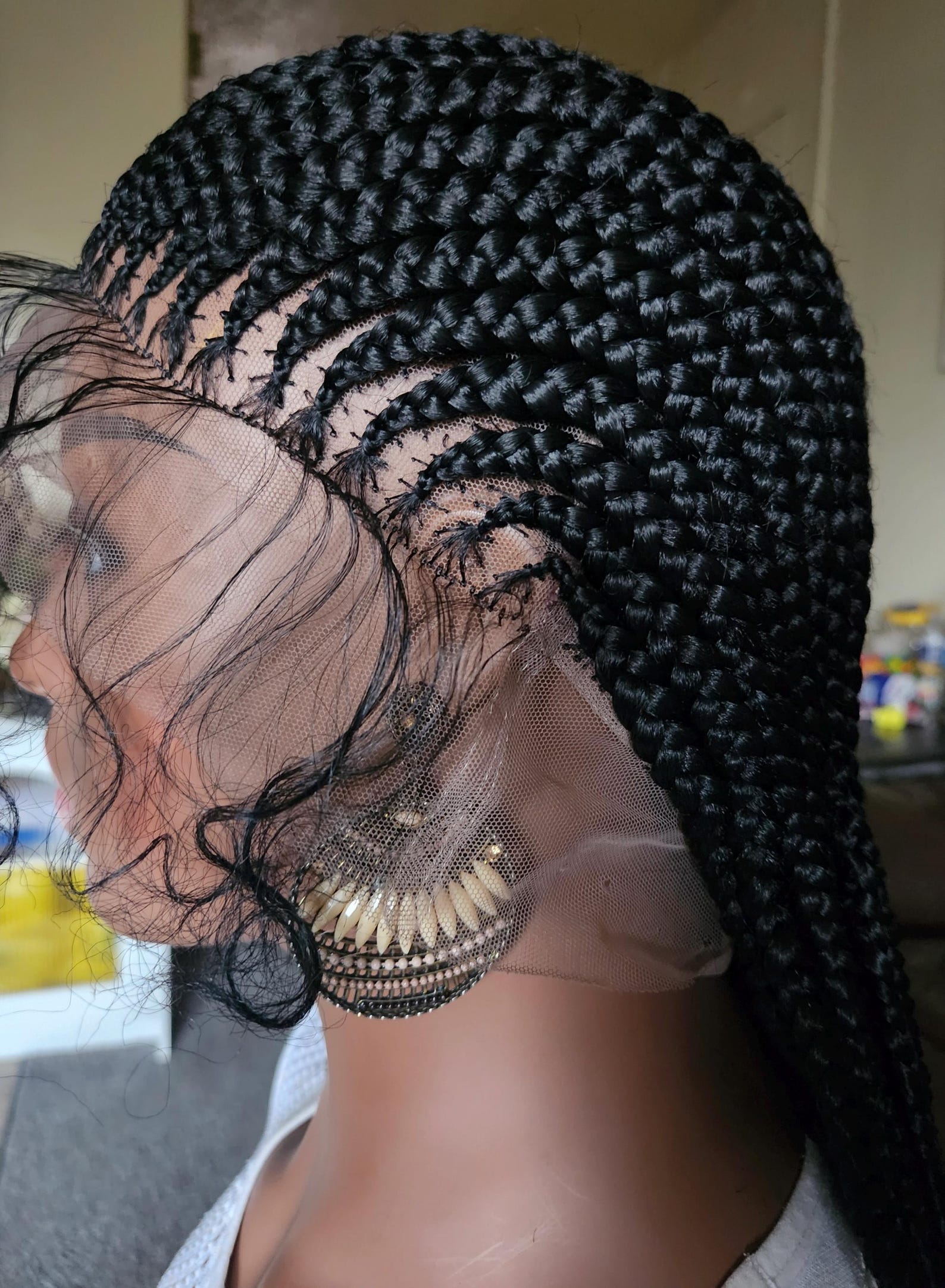 100% Handmade Cornrow Braided Wig Made With Full Lace Wig 1B - Etsy
