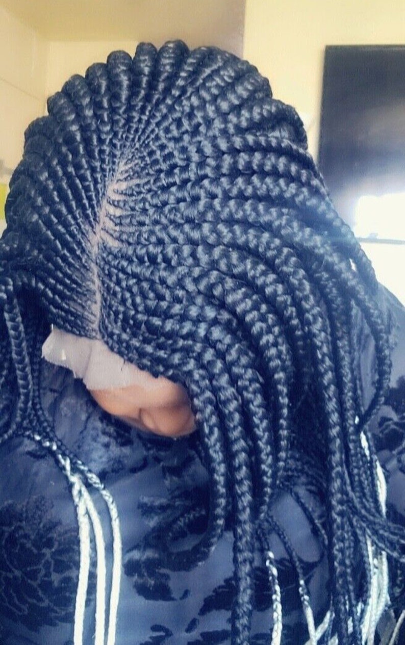 Fully Hand Braided Box Braids 4X4 Lace Cornrow Wig 1b/blond - Etsy