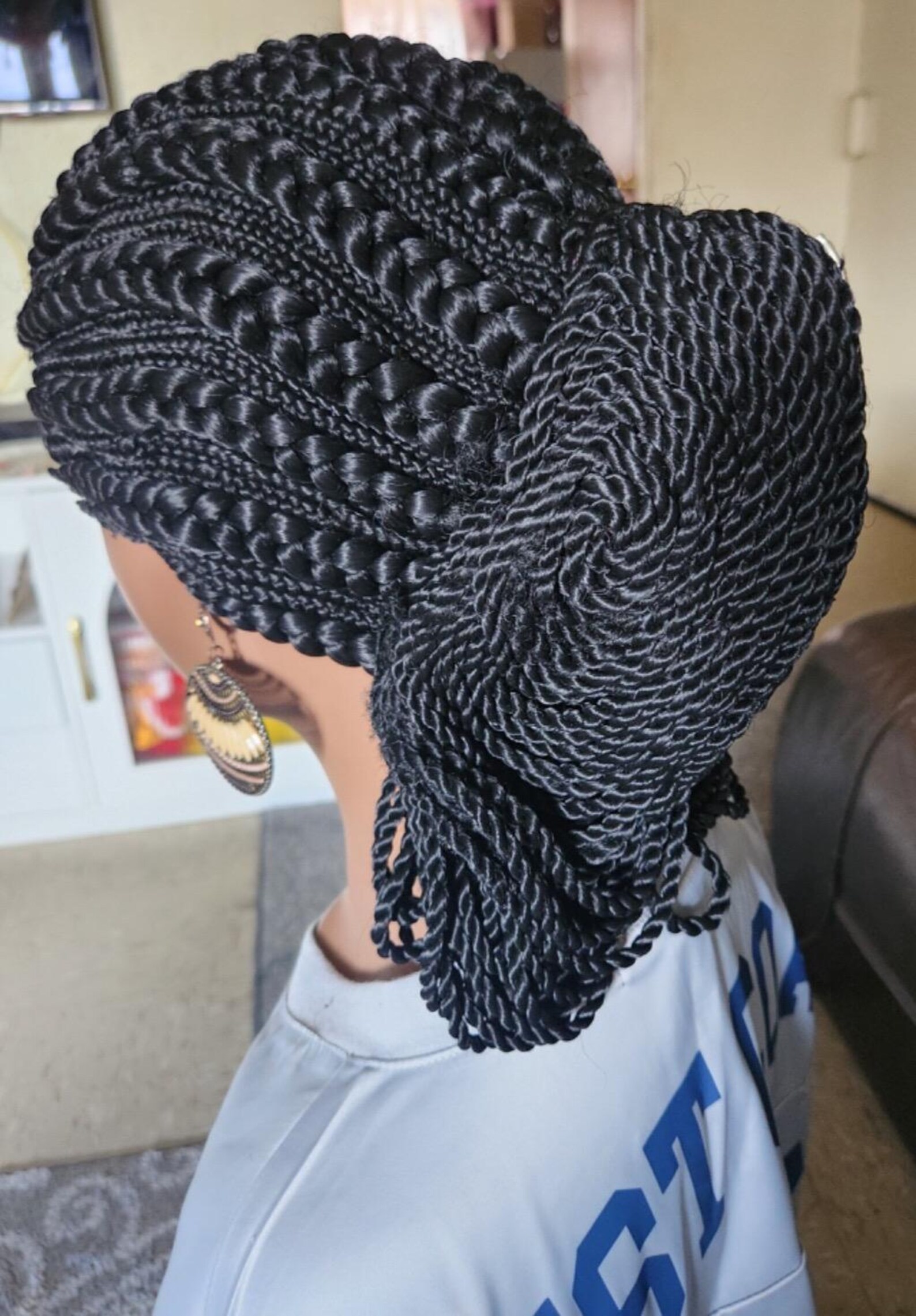 Fully Hand Braided Ghana Banana Cornrow Wig Ponytail Elephant 1B - Etsy