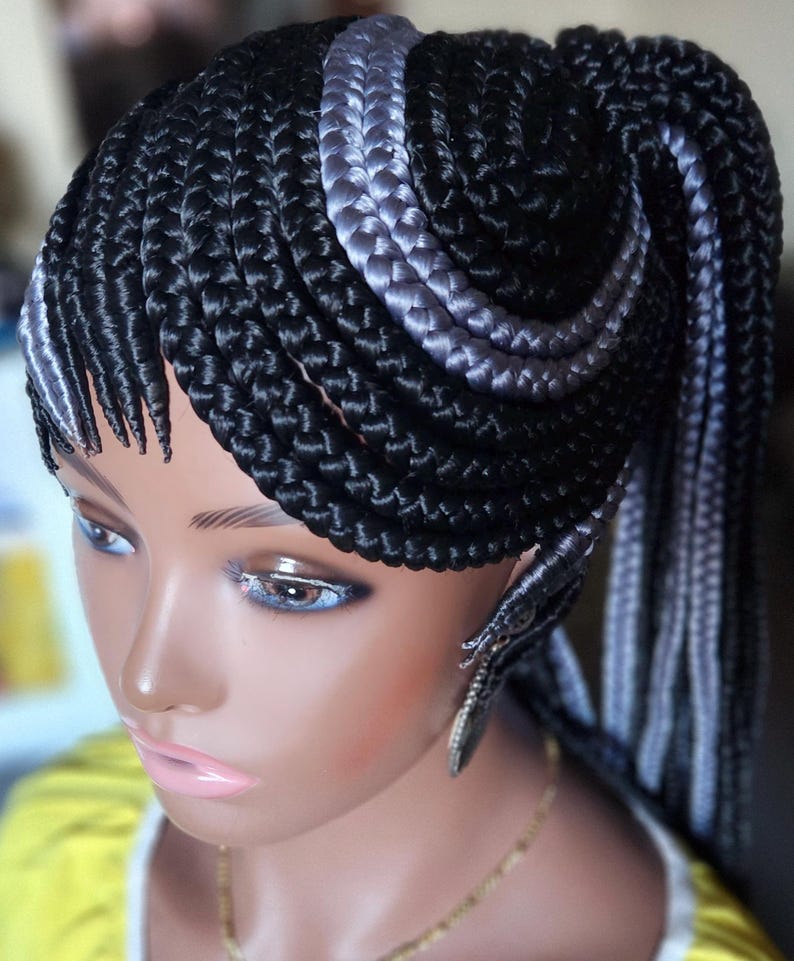 Fully Hand Braided Box Braids 1b/gray - Etsy