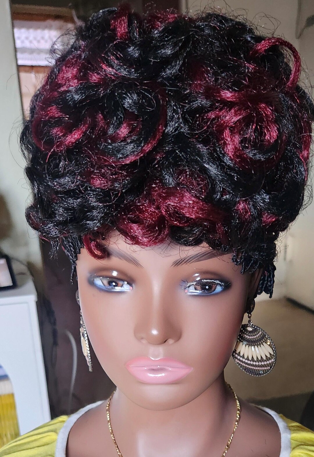 Fully Hand Braided Box Curly Mohawk Braids Cornrow Wig 1B Mix Wine - Etsy