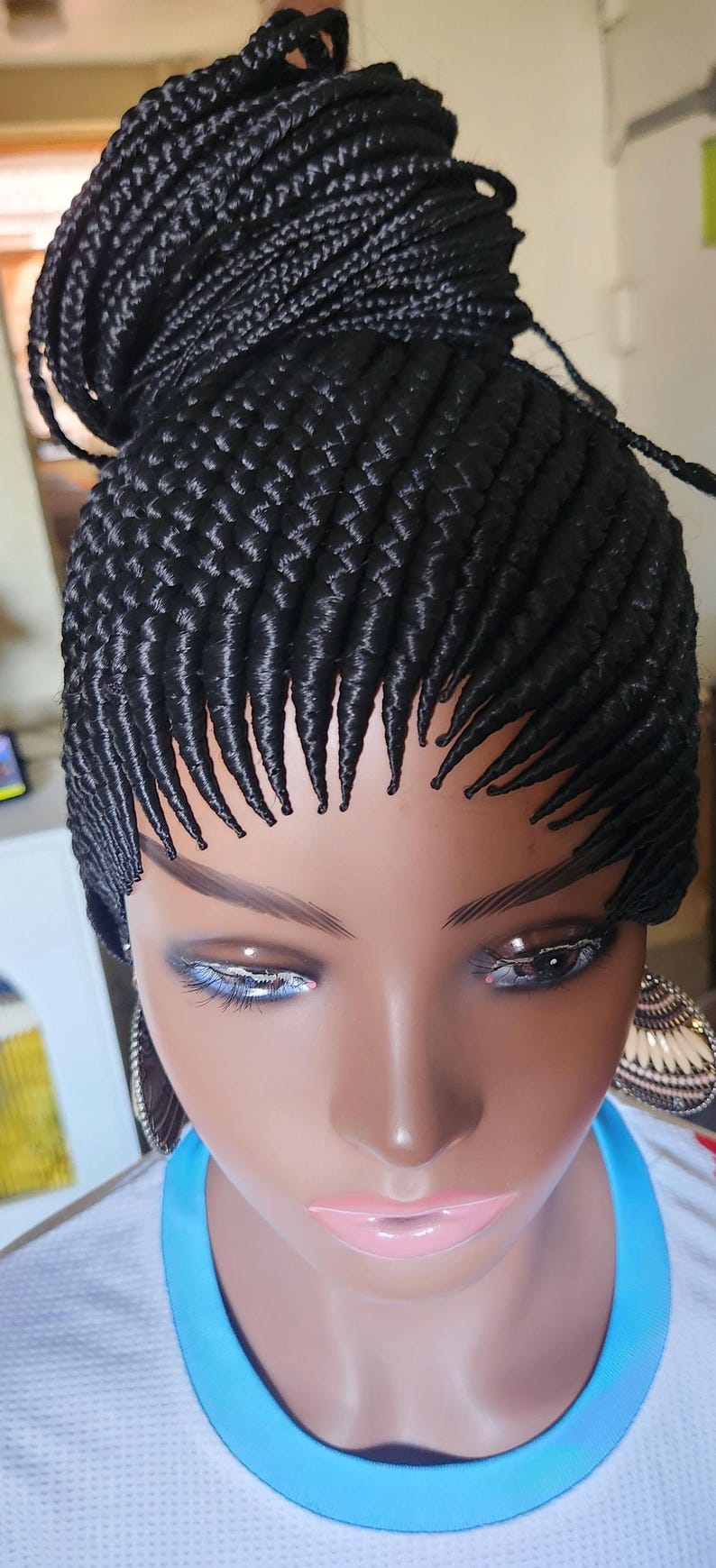 Fully Hand Braided Whole Box Braids Cornrows Wig Ponytail Libre 1B - Etsy