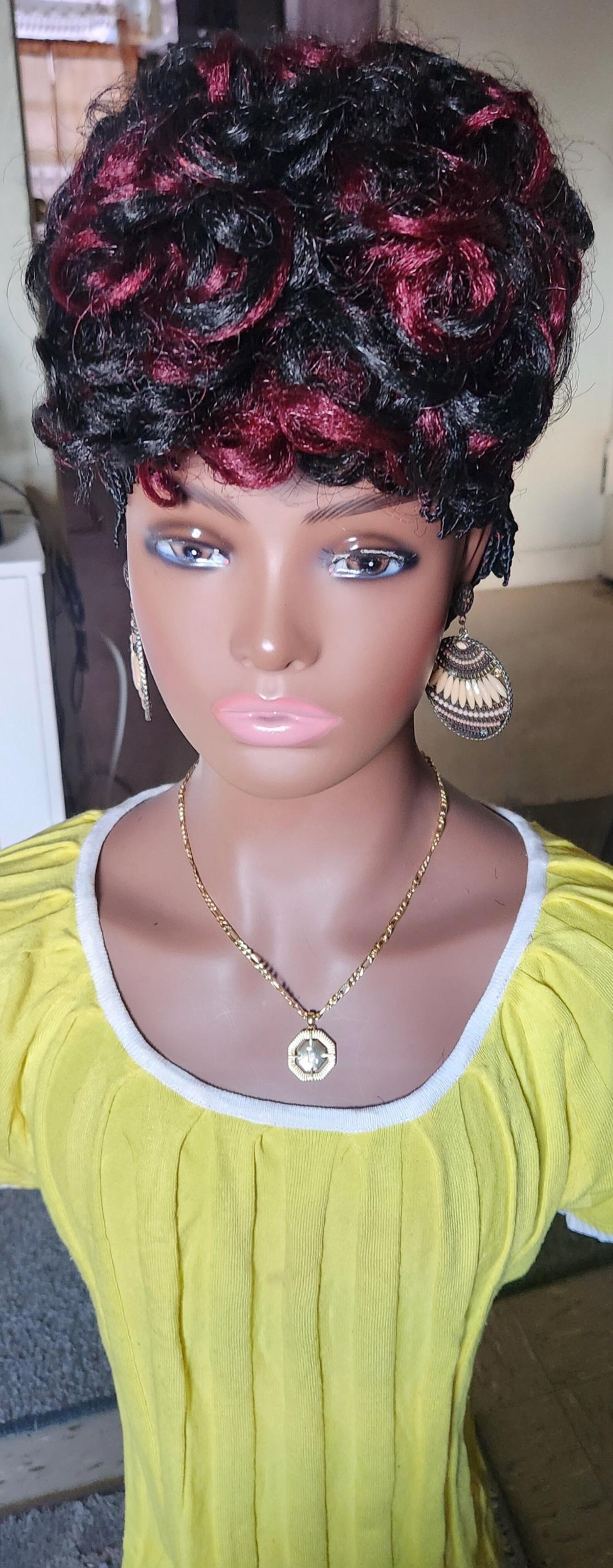 Fully Hand Braided Box Curly Mohawk Braids Cornrow Wig 1B Mix Wine - Etsy