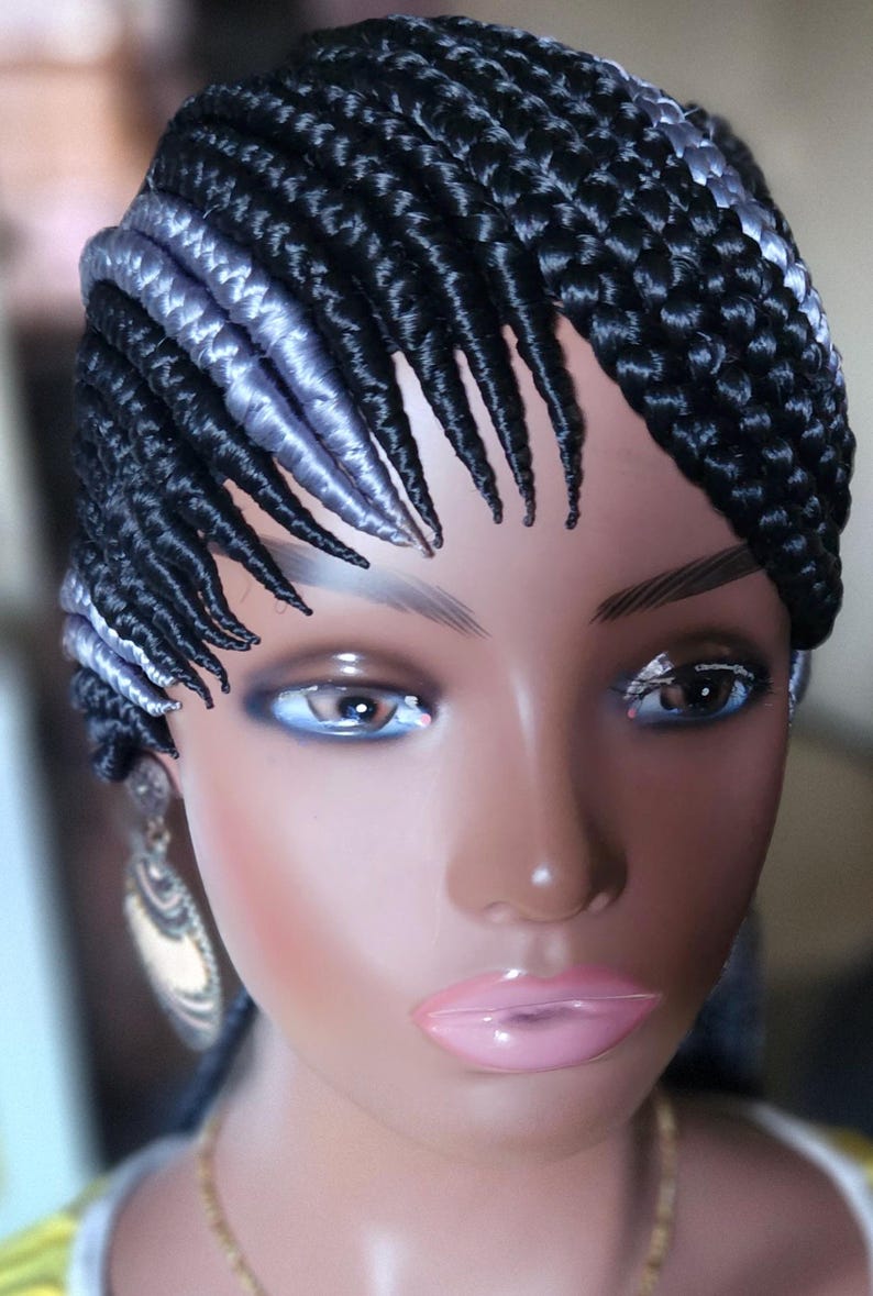 Fully Hand Braided Box Braids 1b/gray - Etsy