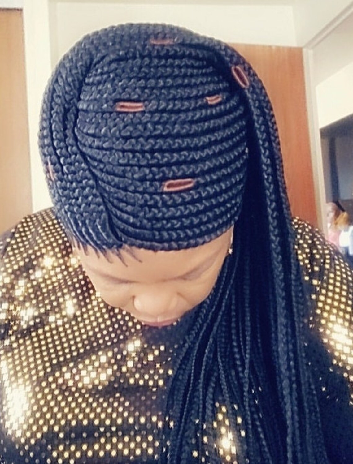 Fully Hand Braided Box Lemonade Braids Cornrow Wig 1B With Brown ...