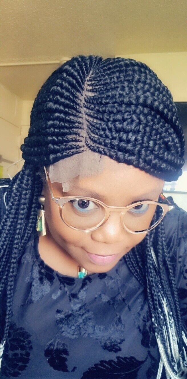 Fully Hand Braided Box Braids 4X4 Lace Cornrow Wig 1b/blond - Etsy