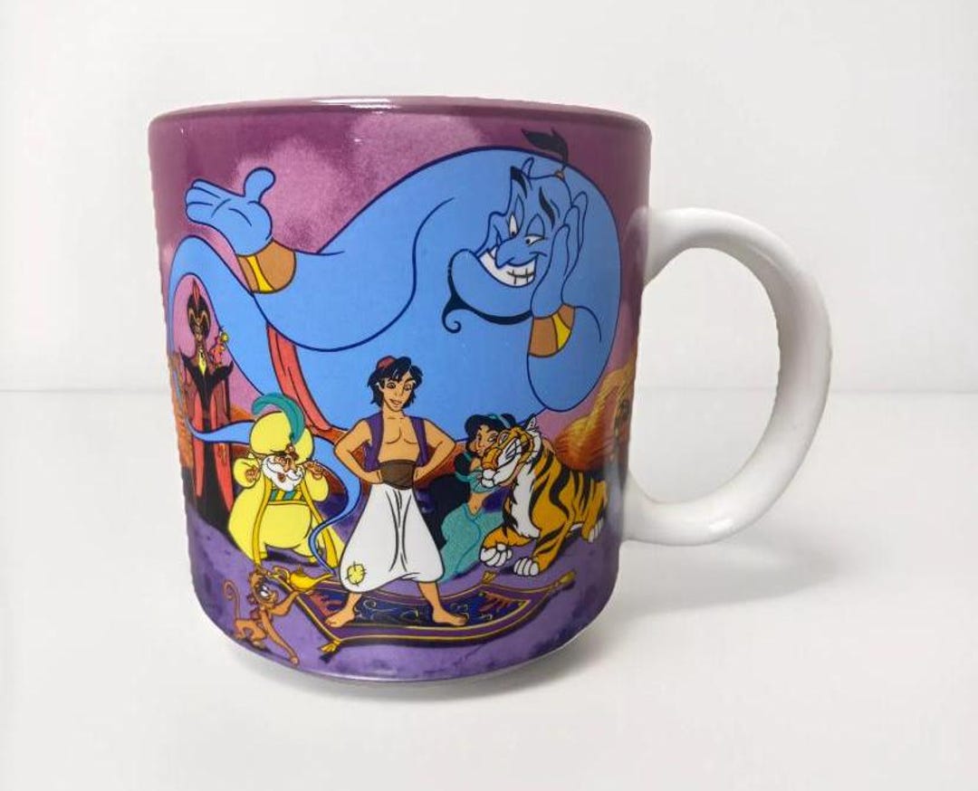 DISNEY ALADDIN Coffee Mug 90s Genie Jasmine Jafar Raja Abu - Etsy