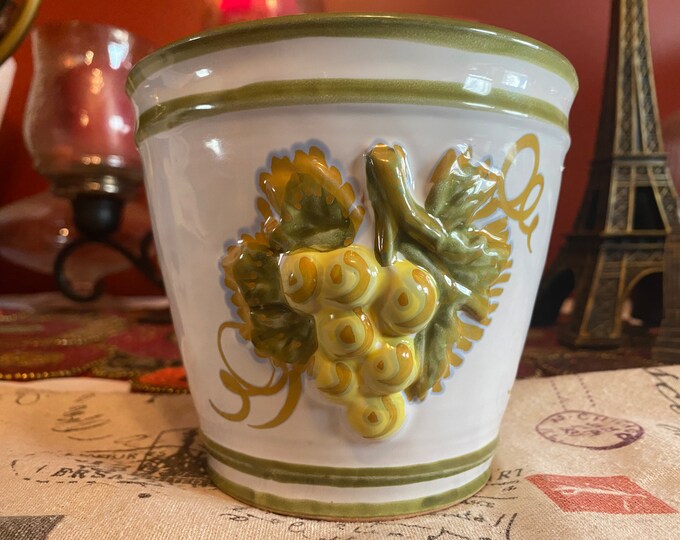 Bitossi Majolica Planter Embossed Ceramic Grapes Hand Made Hand Painted ...