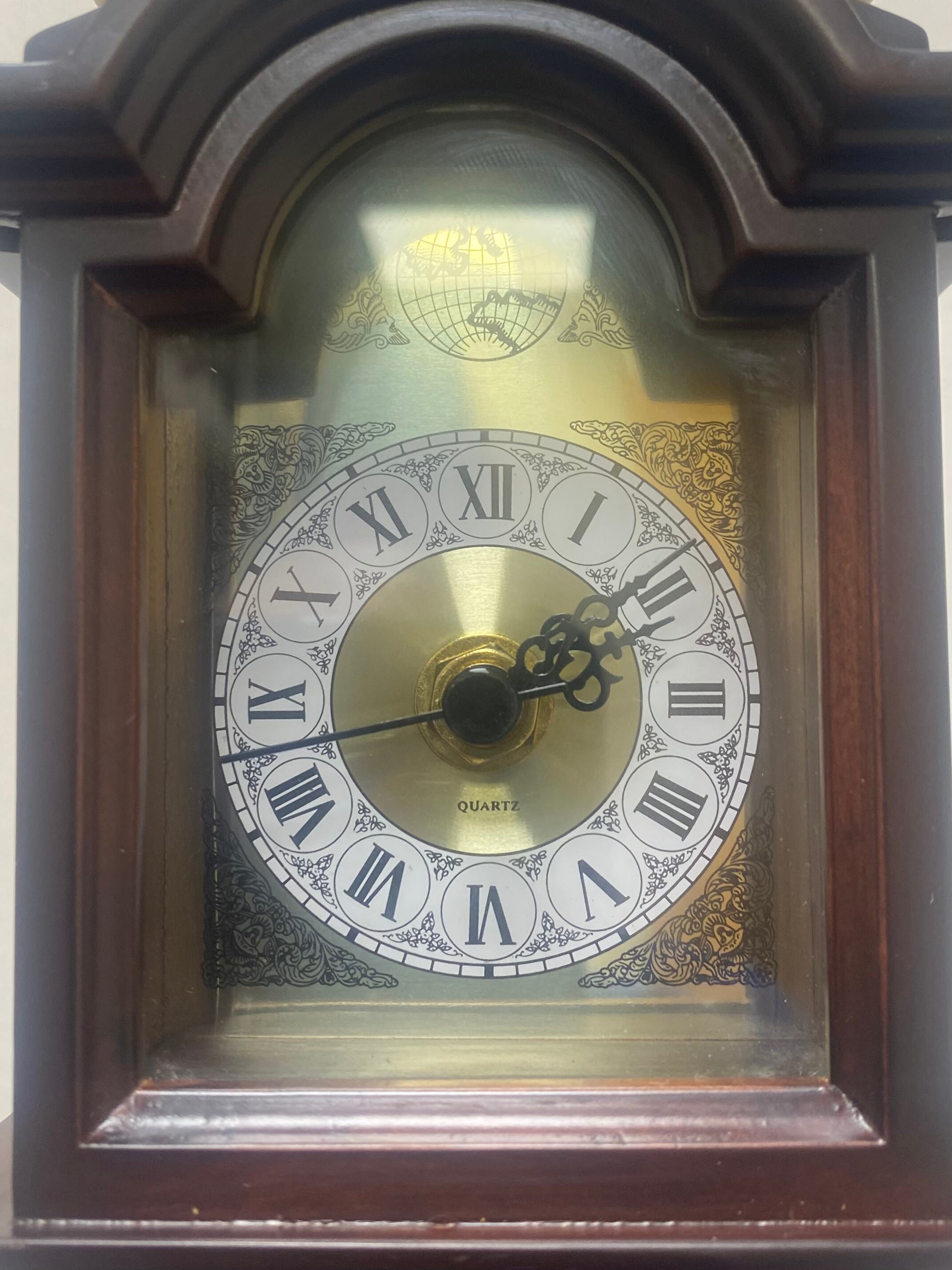 Bombay Co. Miniature Grandfather Clock Wooden Mahogany Desk Clock Roman ...