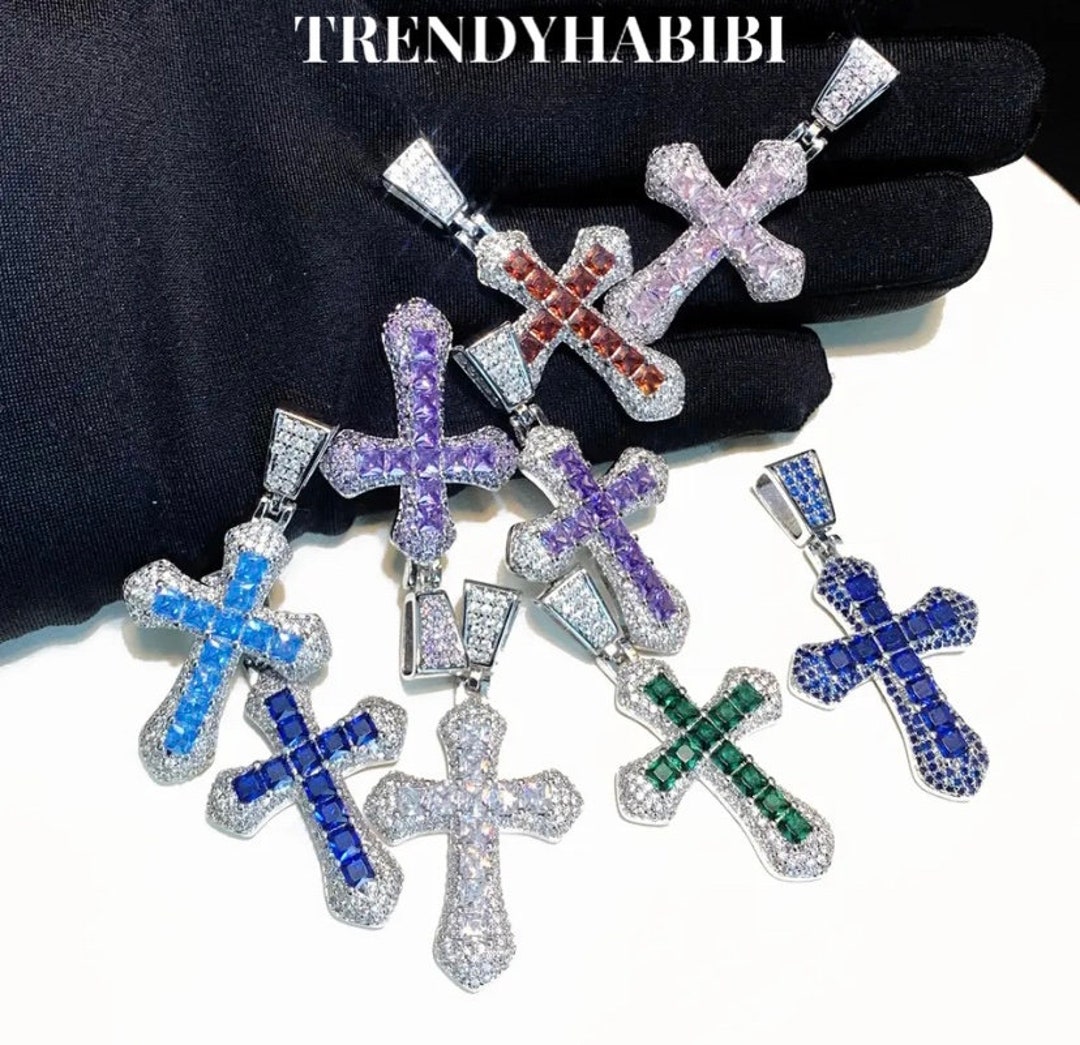 Signature Style the 2024 New Iced Out Cross Pendant Necklace With 24 ...