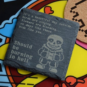 UNDERTALE Sans - Burning in Hell - Slate Coaster + Annoying Dog Cork ...
