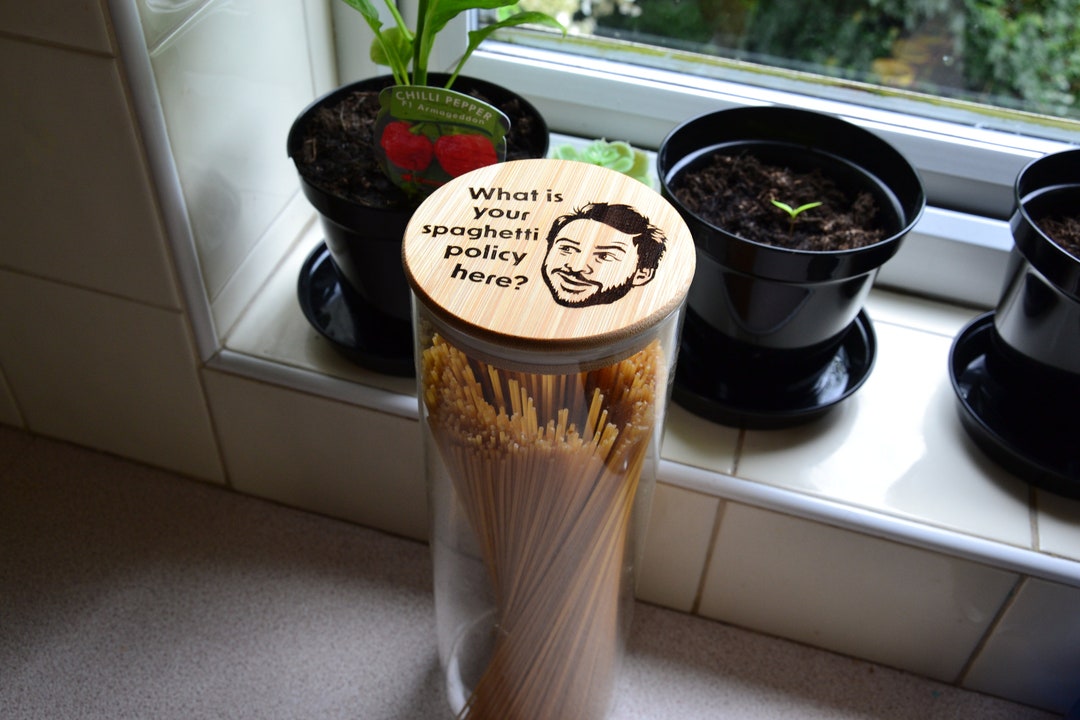 What is Your Spaghetti Policy Here? - Glass Spaghetti Holder W/ Bamboo ...