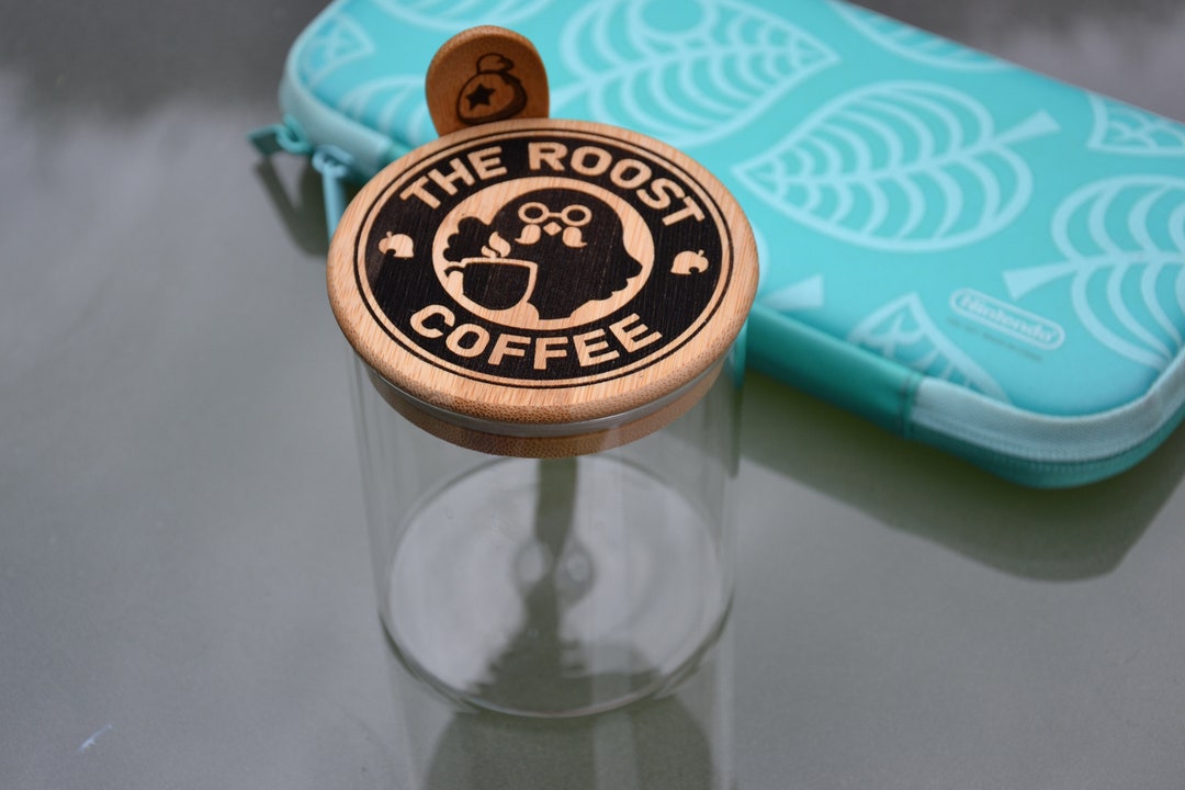 Animal Crossing "the Roost" - Coffee Storage Jar - Glass & Bamboo W ...