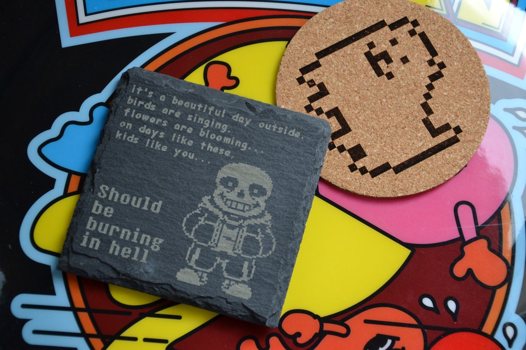 UNDERTALE Sans Burning in Hell Slate Coaster // Excellent Fan Gift ...