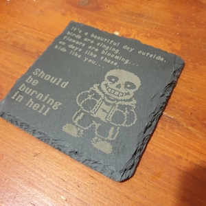 UNDERTALE Sans - Burning in Hell - Slate Coaster + Annoying Dog Cork ...
