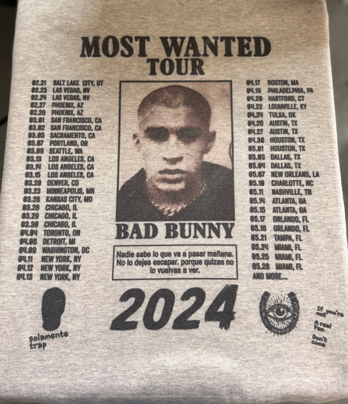 Bad Bunny Merch, Most Wanted Tour,vintage Monaco Sweatshirt, Nadie Sabe ...
