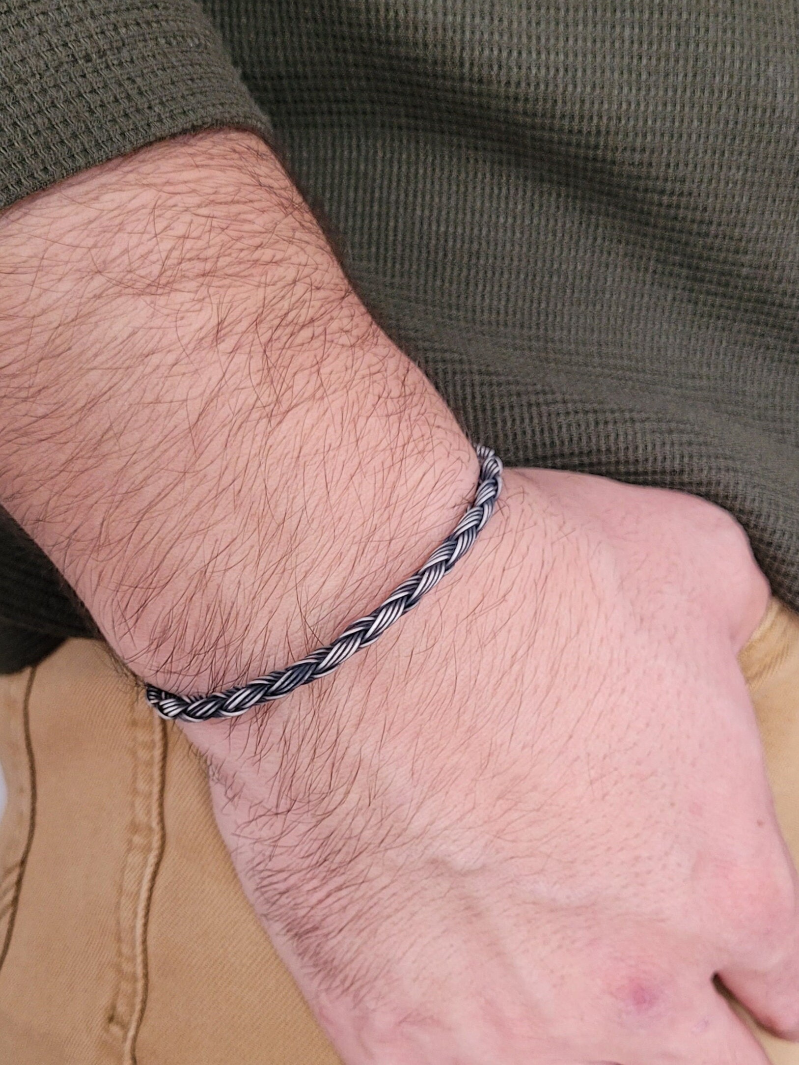 999 Silver Foxtail Chain • Braided Men's Bracelet • Silver Weave ...