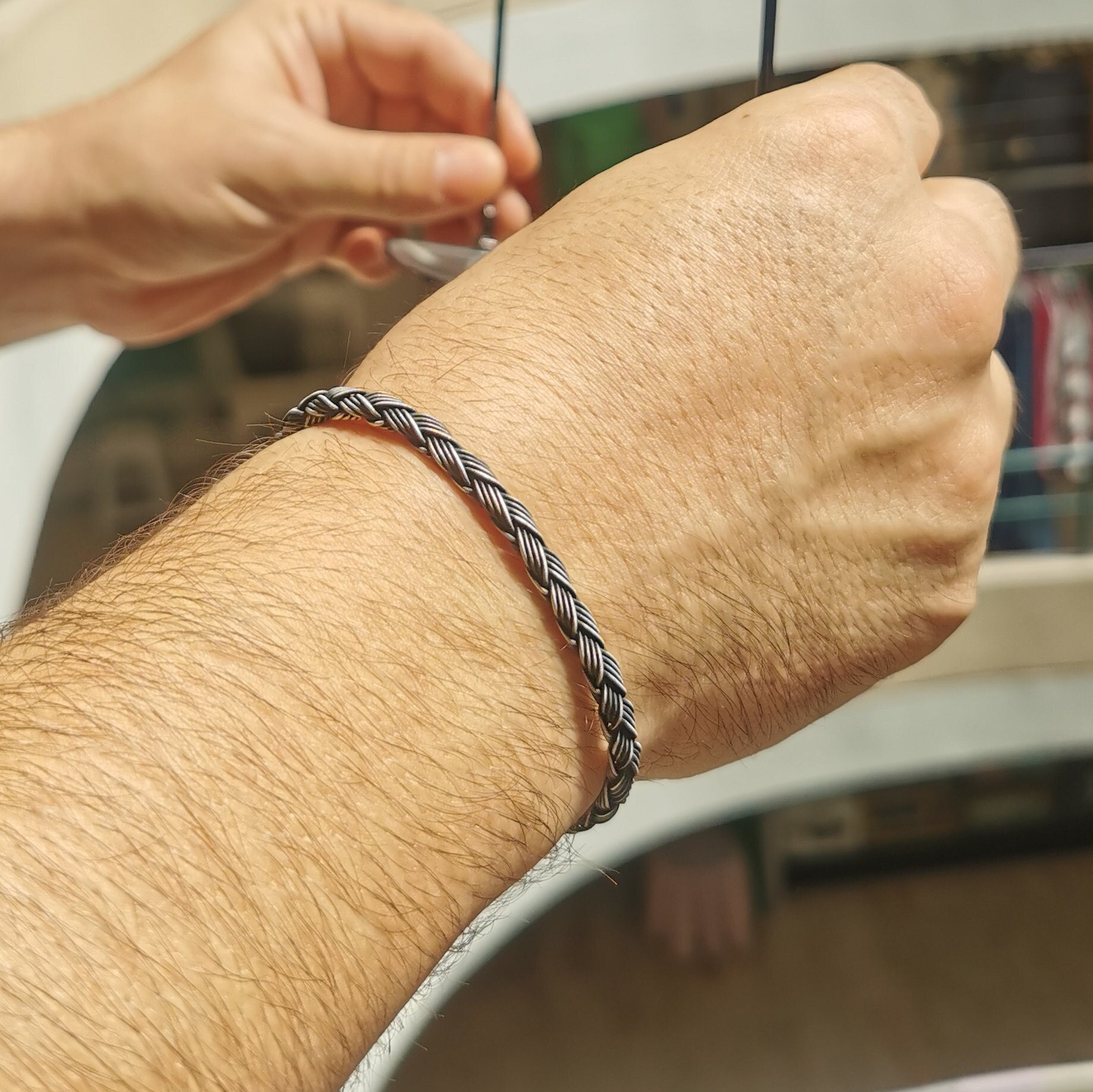 999 Silver Foxtail Chain • Braided Men's Bracelet • Silver Weave ...