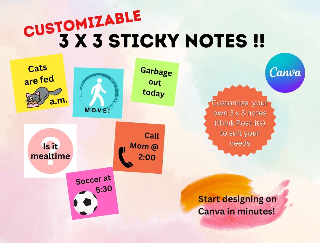 Custom 3 X 3 Inch Sticky Notes | Personalized 3 X 3 Notes | Notecard ...