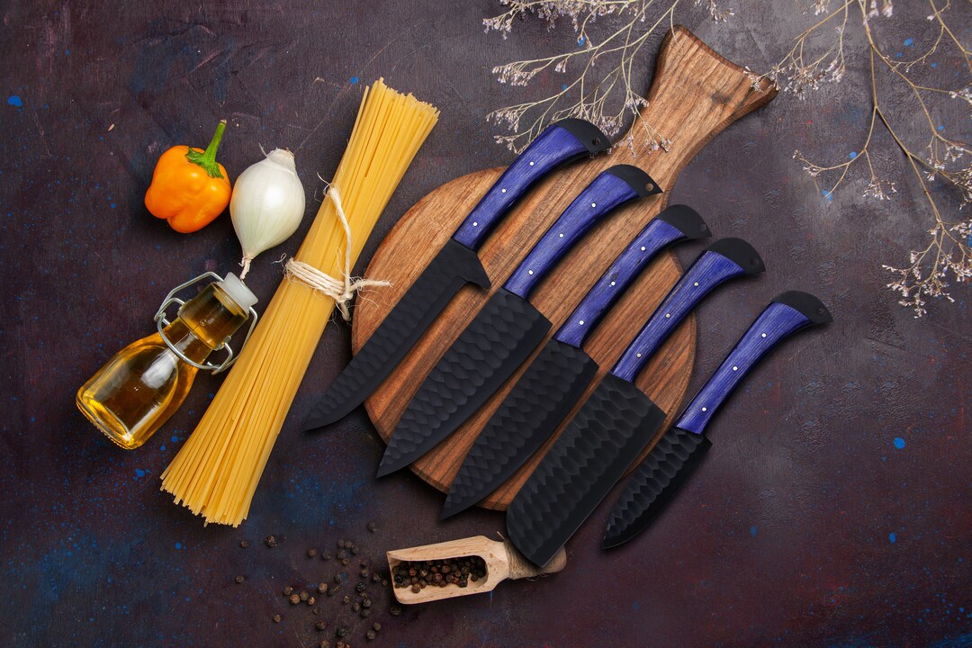 Handmade D2 Steel Chef Set of 5pcs With Leather Bag, Kitchen Knife, D2 ...